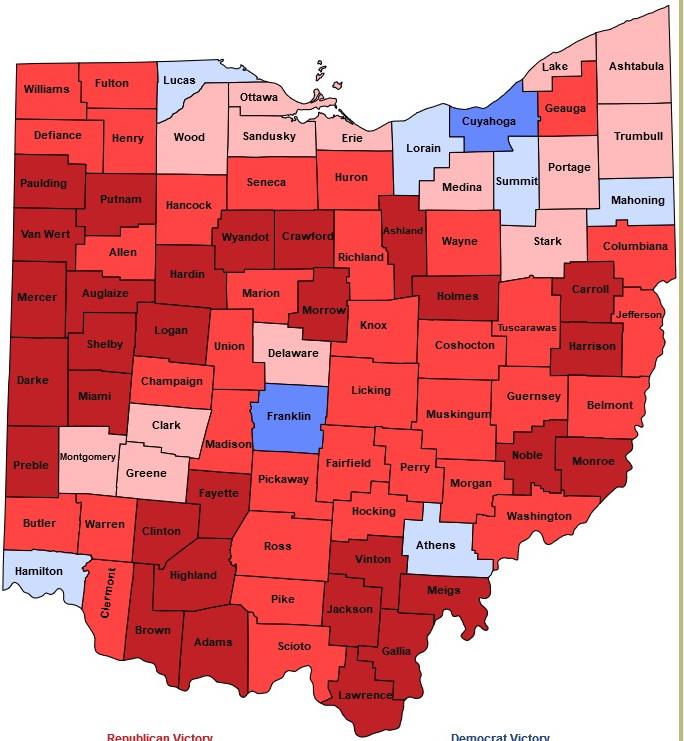 Interactive Ohio Counties Ohio Contour Map