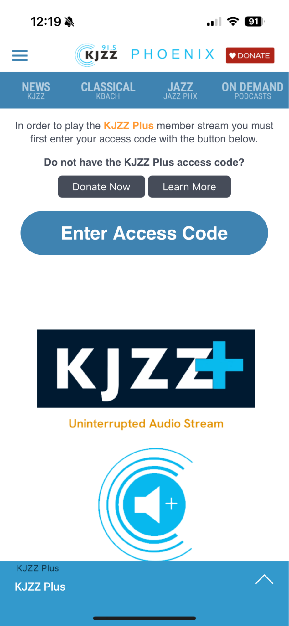 KJZZ Plus: Uninterrupted Audio Stream