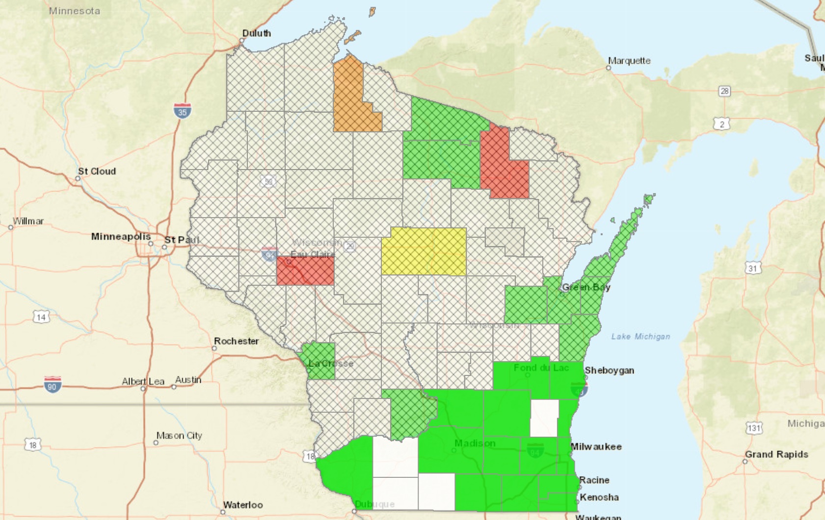 Wisconsin Air Quality Map