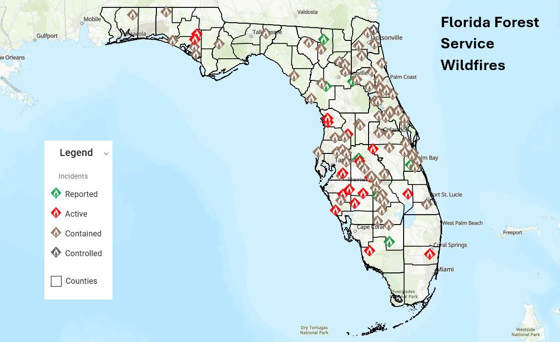 Naples Fl Fire Map Florida Brush Fire Closes 18 Mile Stretch Of US1