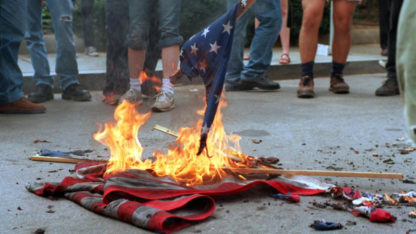 burning barstool flag