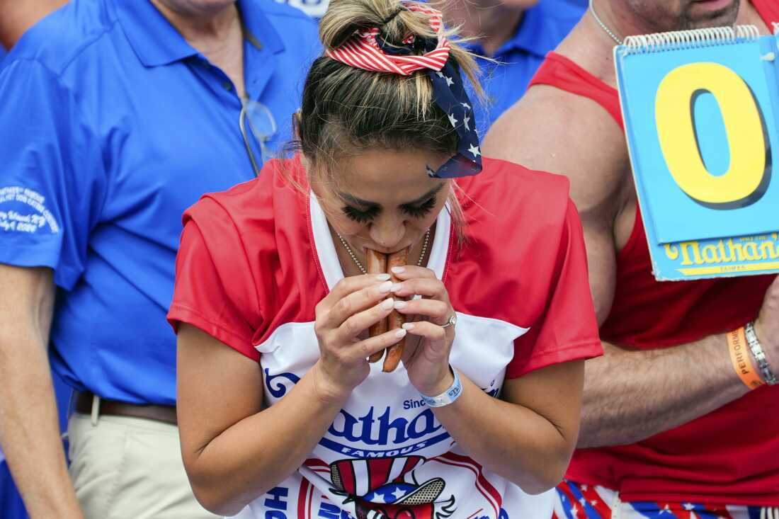 Miki Sudo sets hot-dog eating record for women, Patrick Bertoletti wins men’s : NPR