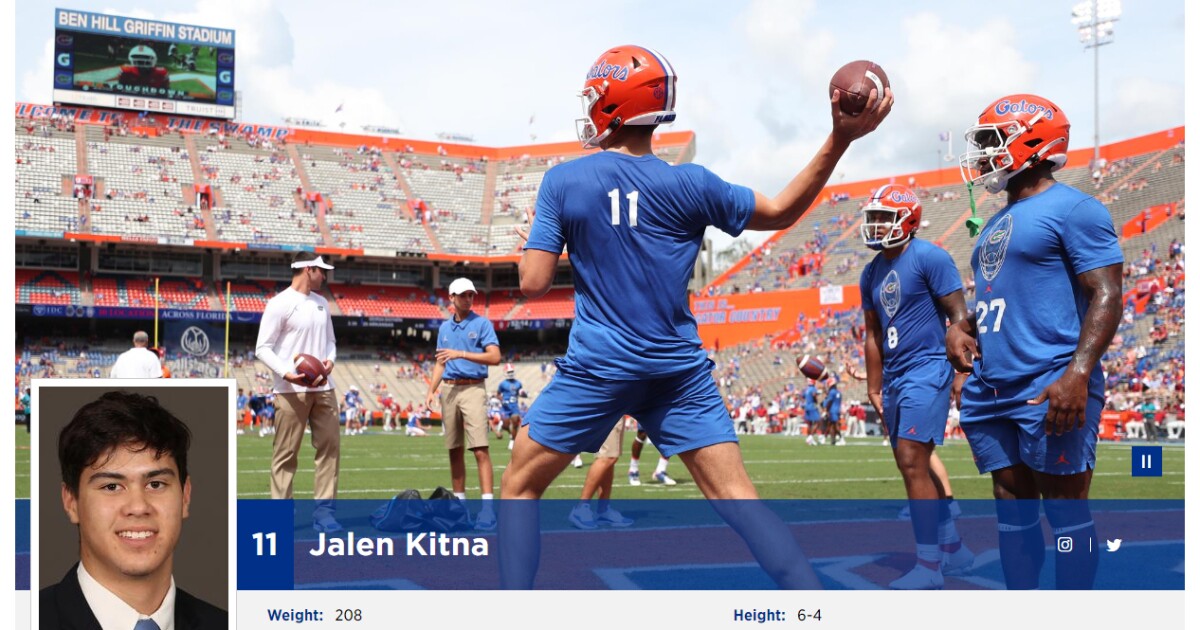 University of Florida backup QB Jalen Kitna played the season while ...