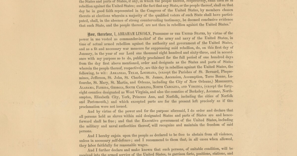 readable emancipation proclamation document
