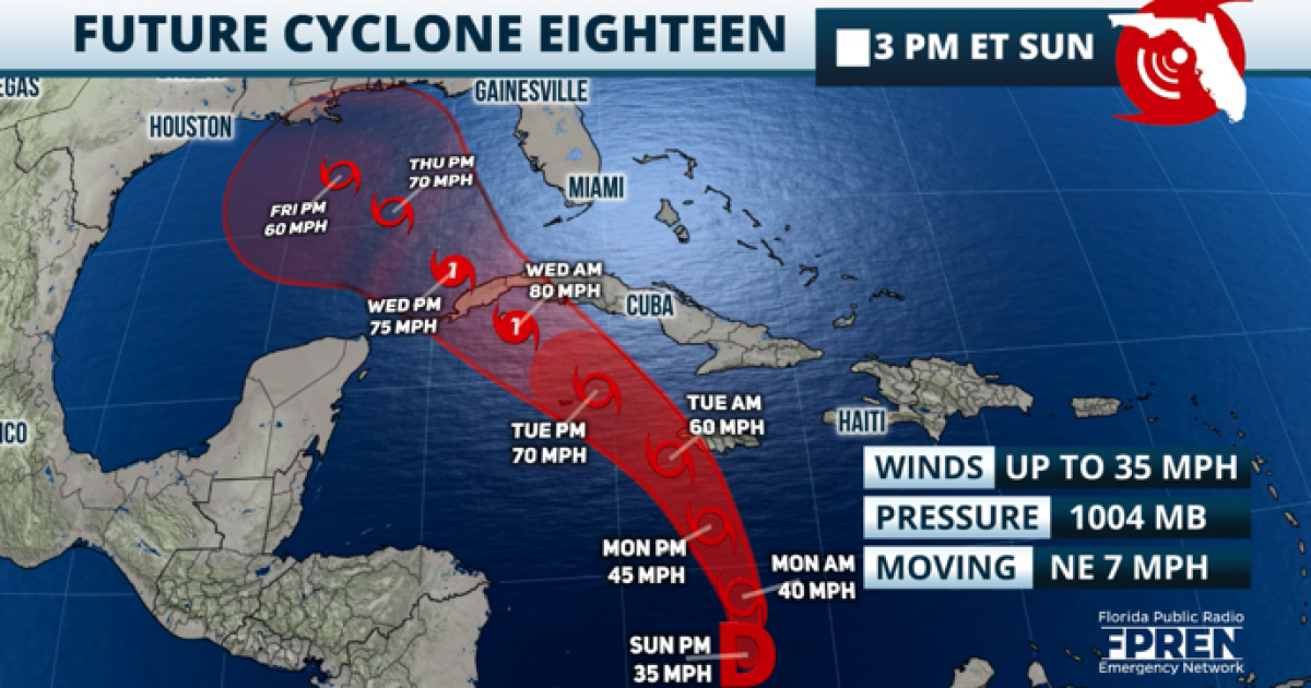 Potential Tropical Cyclone 18 forms in the Caribbean | WGCU PBS & NPR ...