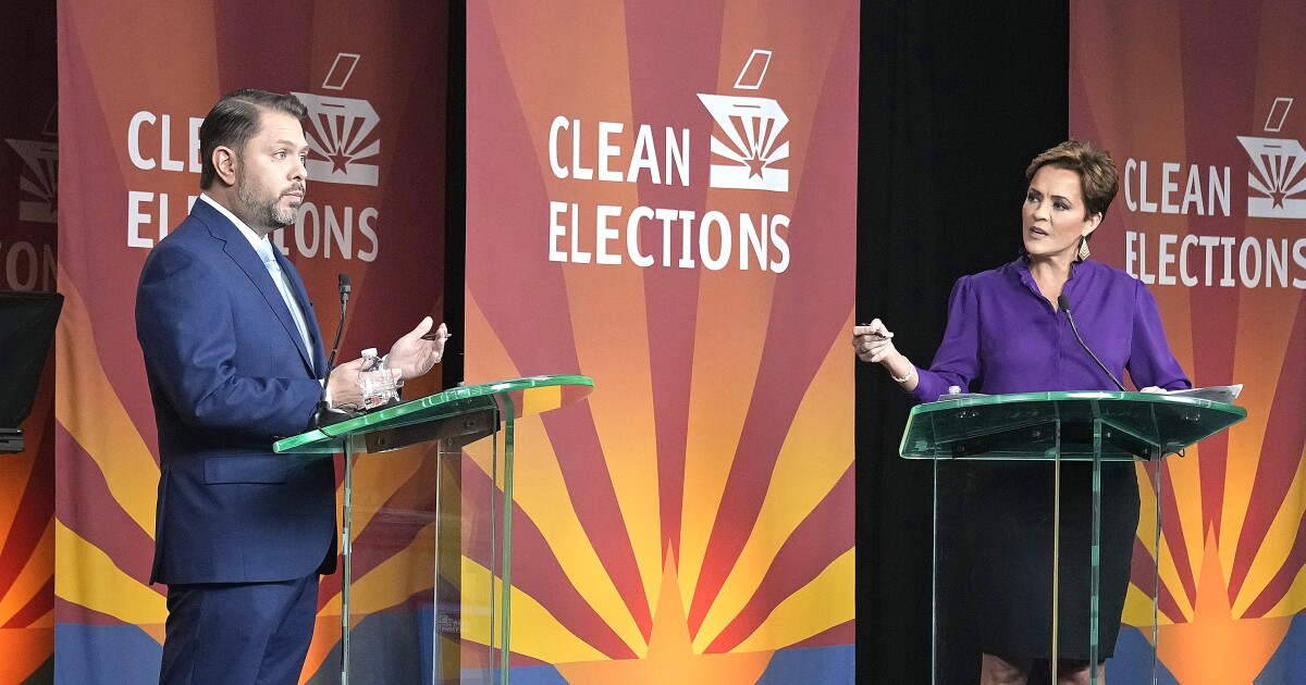 Kari Lake talks over Ruben Gallego in U.S. Senate debate