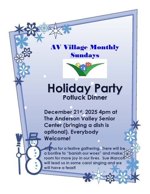 AV Village Monthly Sundays and Anderson Valley Senior Center are having ...