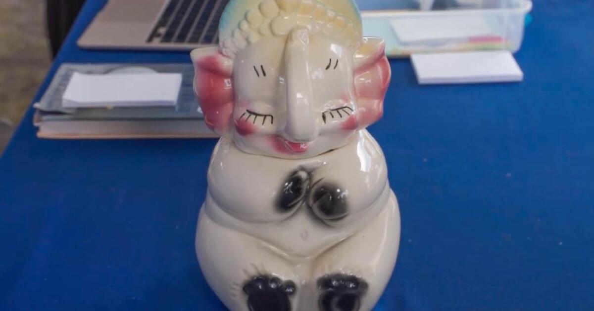 Appraisal: American Bisque Baby Elephant Cookie Jar, ca. 1945 ...