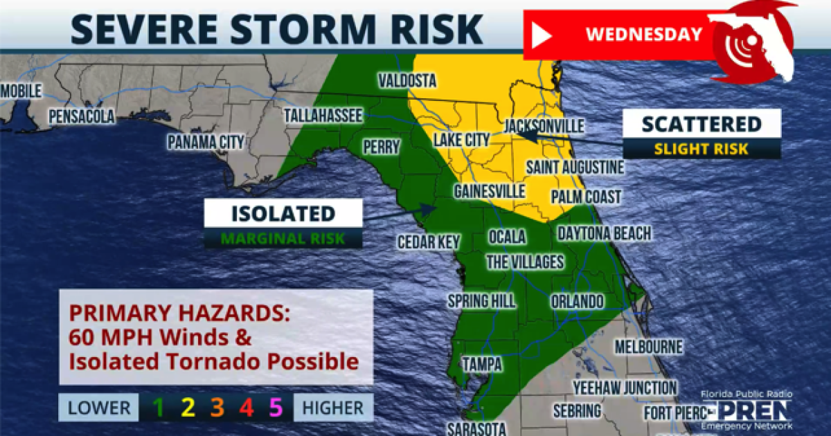 Parts of Florida at risk of severe storm; timing and threats | WUSF