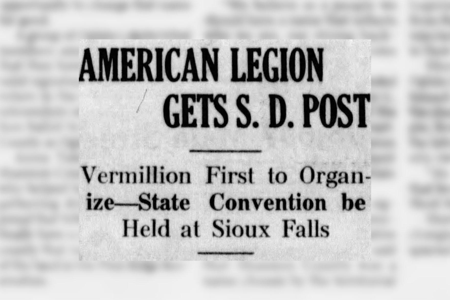 Provisional South Dakota American Legion established in Vermillion ...