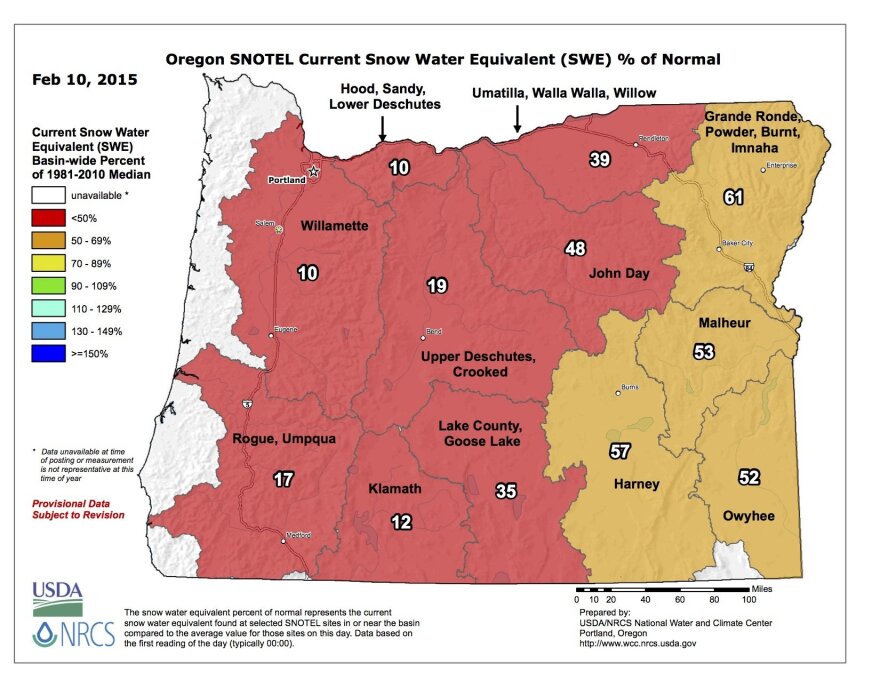 snowpack levels oregon