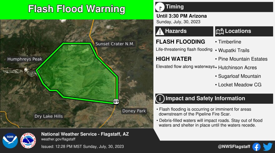 Nws Issues Flash Flood Warning For Pipeline Fire East Area