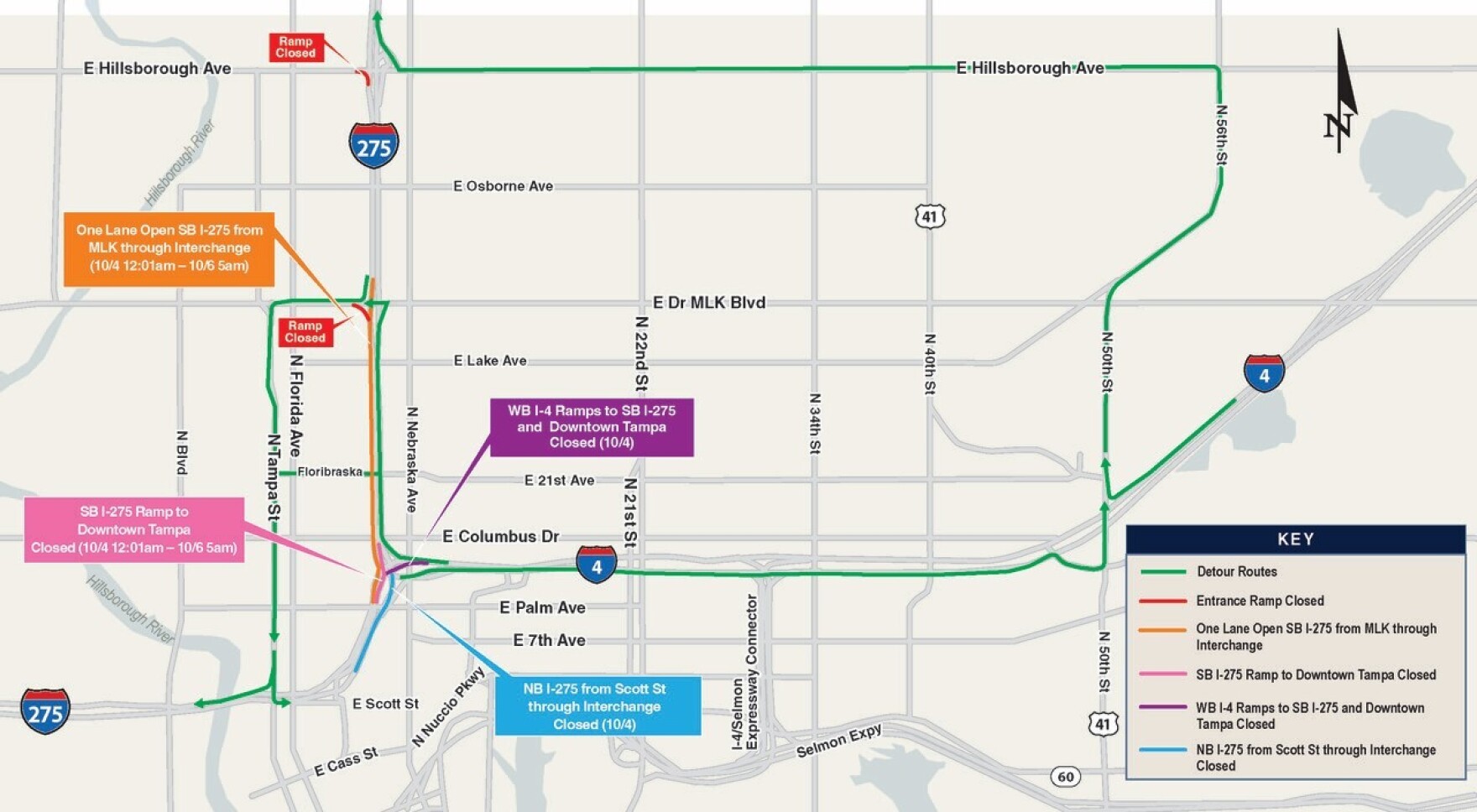 Closures, detours planned on downtown Tampa interstates this weekend | WUSF