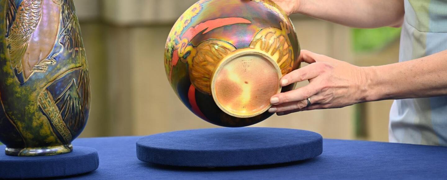 Appraisal: Zsolnay Eosin Vase & Bowl, ca. 1900 | WKAR Public Media