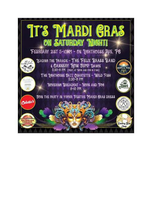 Pacific Grove celebrates Mardi Gras on Saturday, February 21st with ...