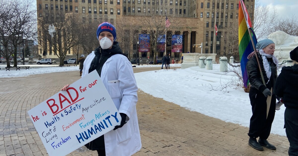 Anti-Trump protestors take to Niagara Square | Buffalo Toronto Public Media