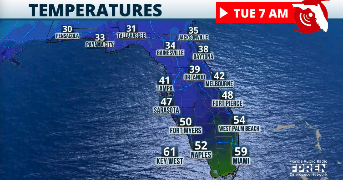 Florida: Strong cold front to bring the coldest temperatures in at least 2 years for some | WUSF