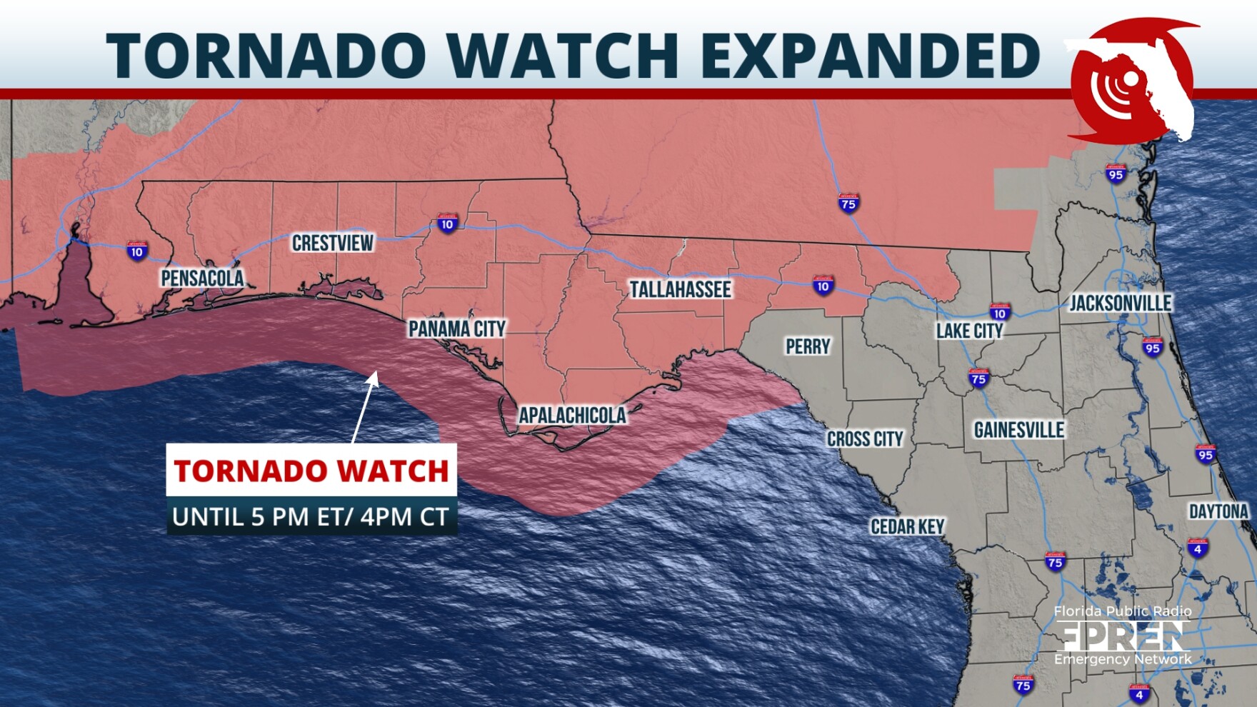Tornado Watch for All of Florida Panhandle through Thursday Afternoon | WFSU News