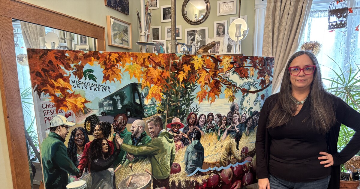 Colorful painting by MSU artist commemorates inaugural Spartan Bus Tour ...