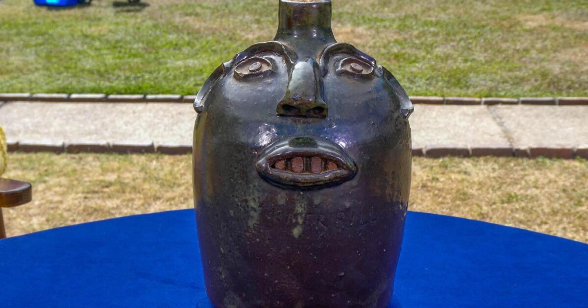 Appraisal: Davis Pennington Brown Stoneware Face Jug, ca. 1917