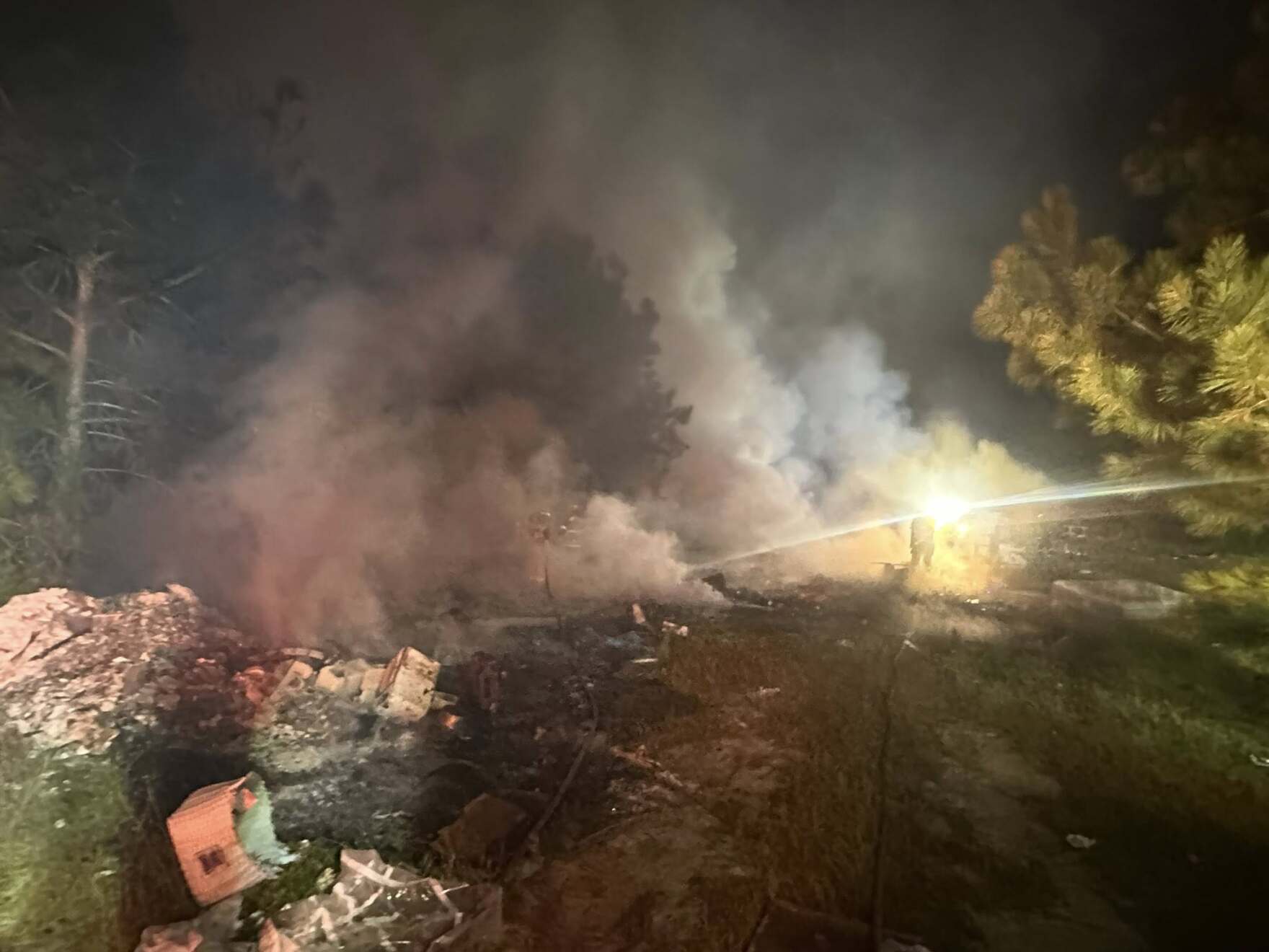 Overnight explosion, fire in woods near Hookerton; no injuries