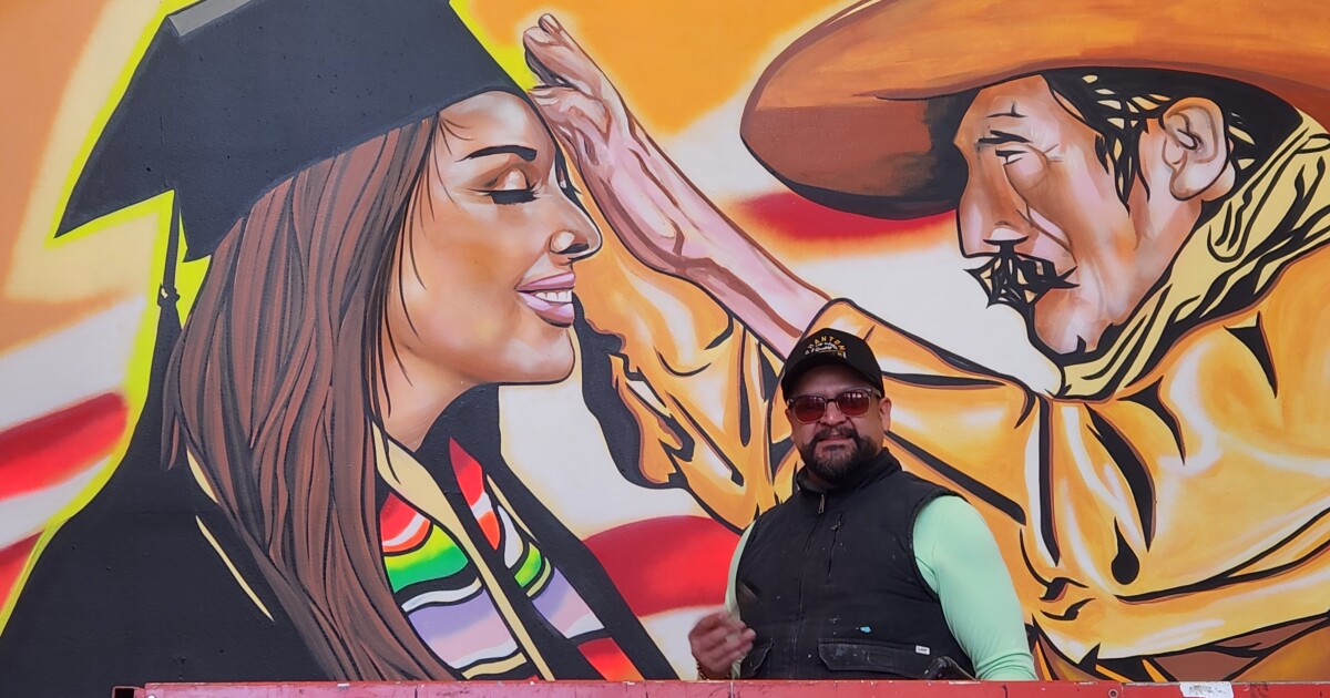 Local Artist Paints a Mural Representing Hispanic Heritage at UNR